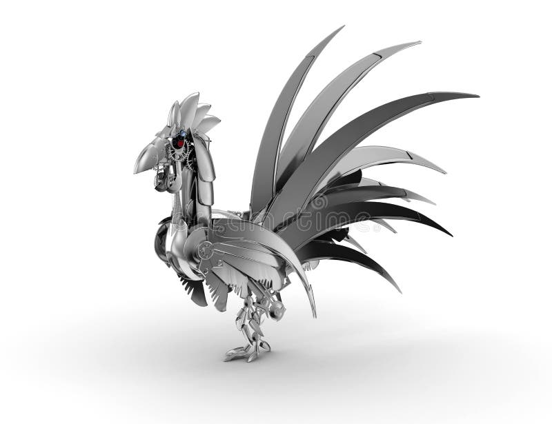 Rooster Robot on a White Background Stock Illustration - Illustration ...