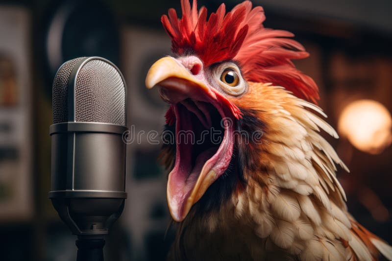 Rooster Screaming into the Microphone Generative Ai Stock Illustration ...