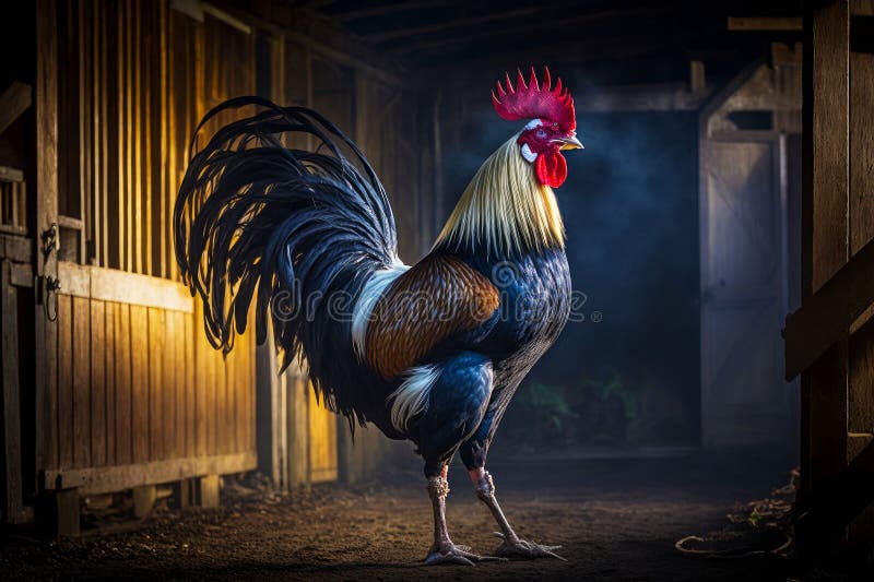 Rooster is Standing in Barn with Light Shining on it S Head. Generative ...