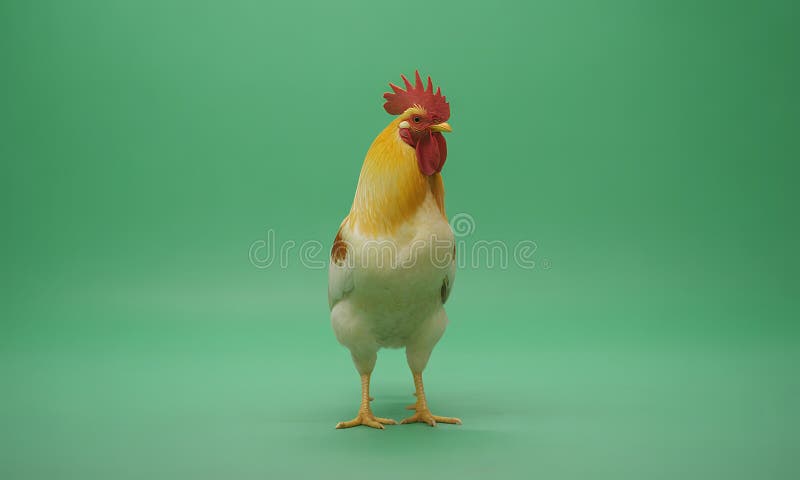 Majestic Rooster Standing Tall Isolated by Green Screen in Studio Full ...