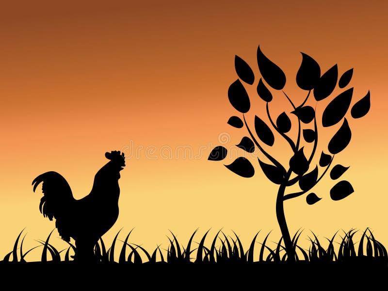 Loud Rooster On A Wood Fence By A Corn Stalk Stock Vector ...