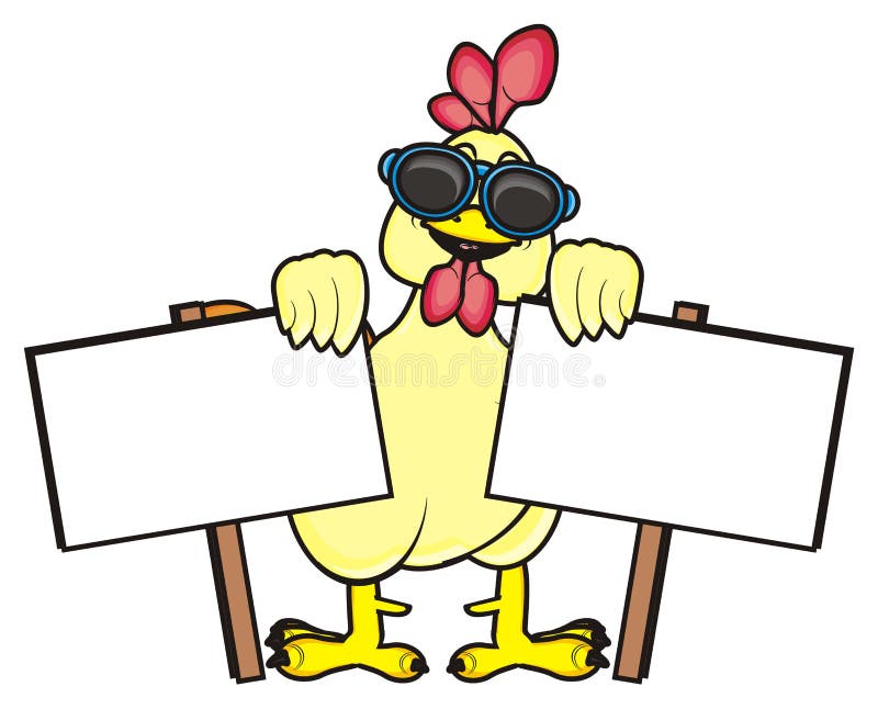 Rooster with Two Clean Board Stock Illustration - Illustration of farm ...