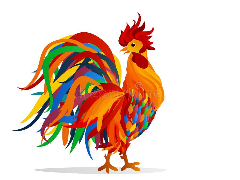 Rooster. Vector. Colorful Rainbow. Symbol 2017. Cockerel Stock Vector ...