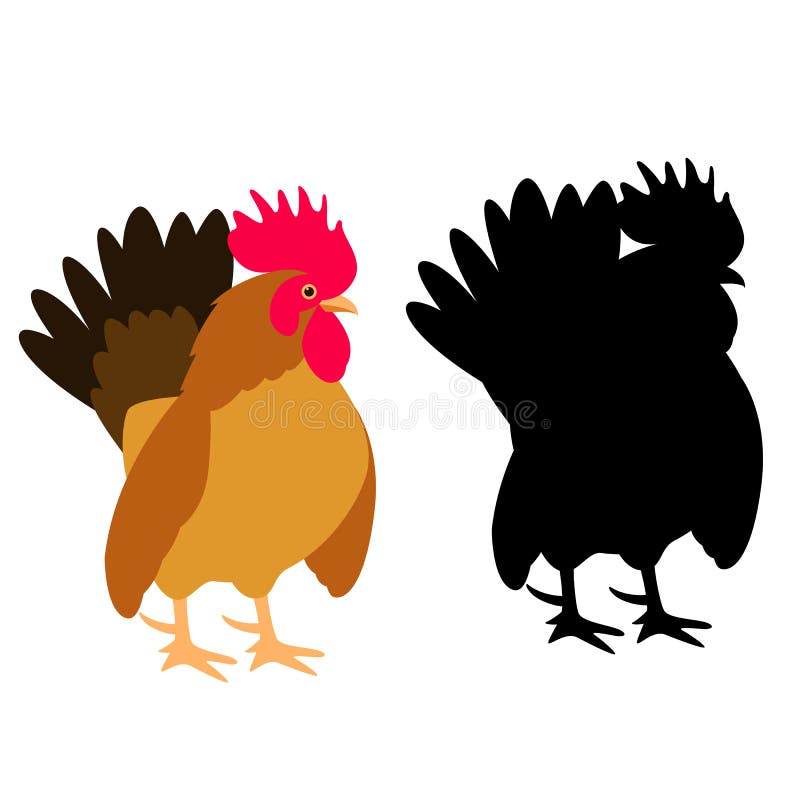 Rooster Vector Illustration Flat Style Profile Side Silhouette Stock ...