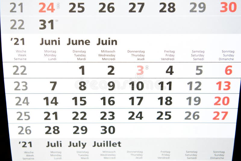 Kalenderdag Van De Maand 18 Juni . Een Kalender Met Blauwe Blokjes En ...