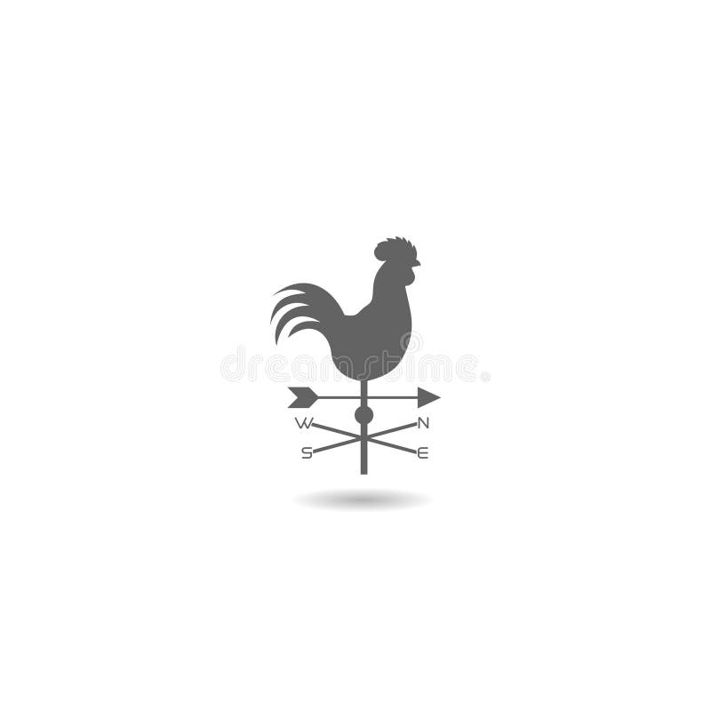 Rooster Weather Vane Icon with Shadow Stock Vector - Illustration of ...