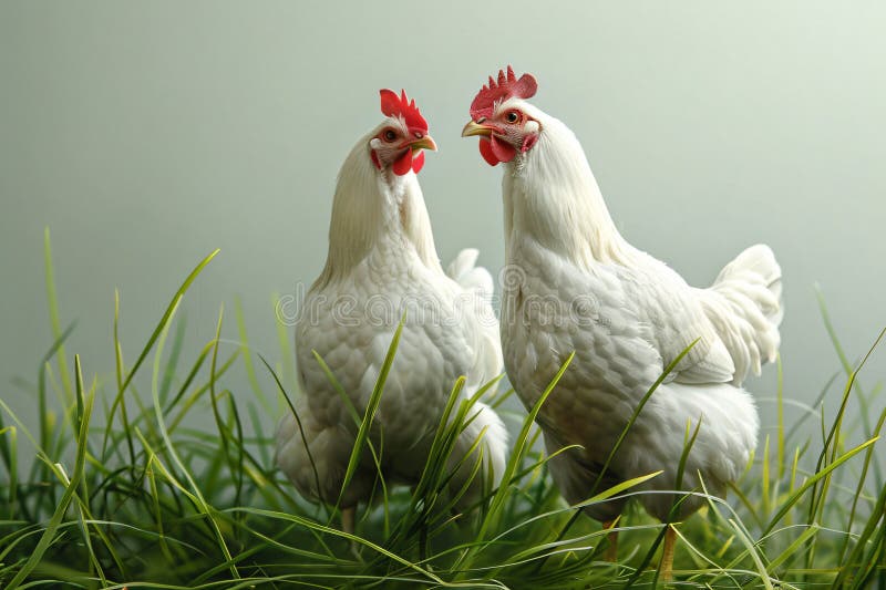 The Roosters and Hens in the Rice Field. Stock Illustration ...