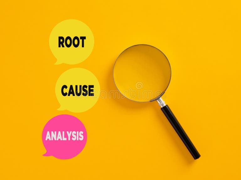 Root Cause Analysis Concept Written on Speech Bubbles with Magnifying ...