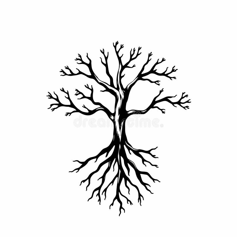 Root System, Ideal for a Black and White Vector Ink Object Element Icon ...