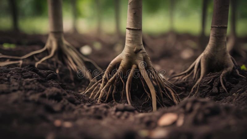 Tree Roots in Soil Close Up, Underground Texture Stock Video - Video of ...
