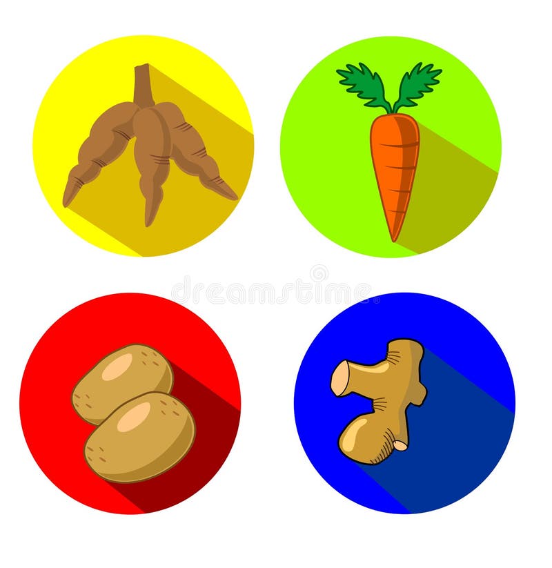 Root and Tuber Crops Flat Icon Set Stock Vector - Illustration of hand ...