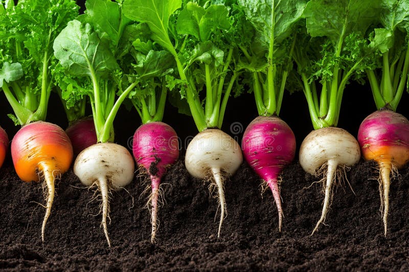 Root Vegetables Sprouting from Nutrient-dense Soil, Representing Growth ...