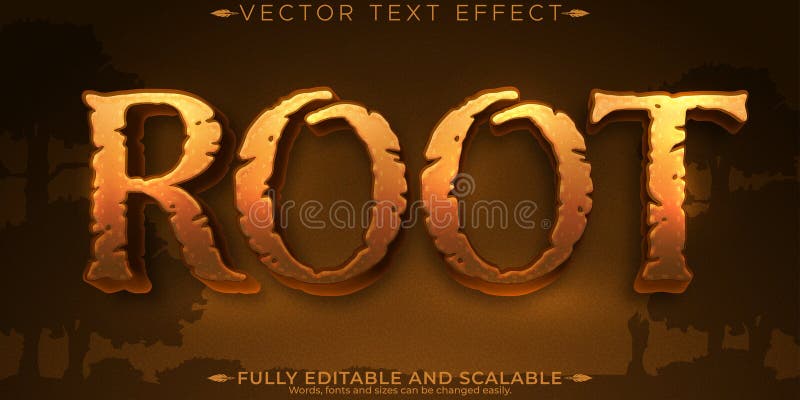 Root Wooden Text Effect, Editable Natural and Green Text Style Stock ...