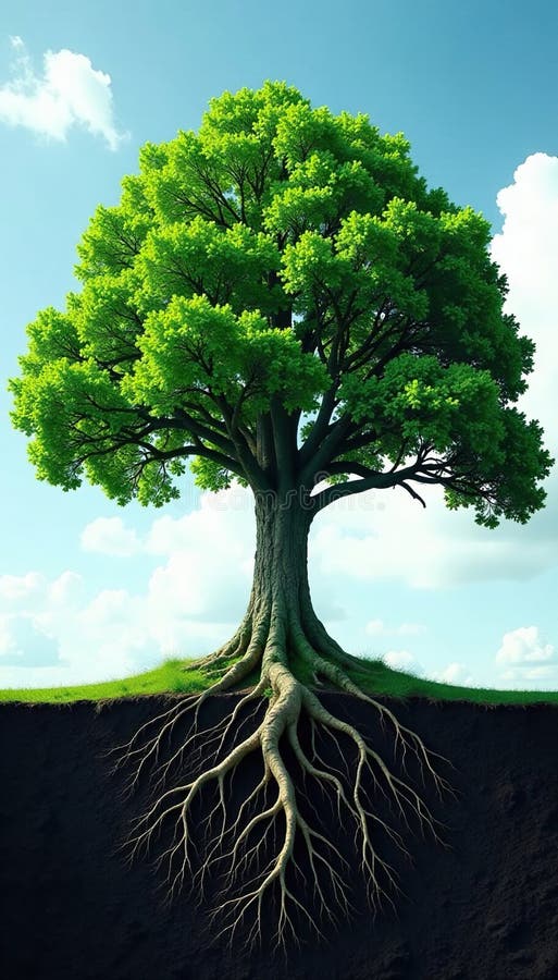 Roots of the Big Green Tree Stretch Far Beneath Ground, Green, Tree ...