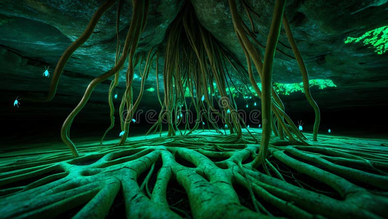 Enigmatic Glow-in-the-Dark Cave Roots: Mystical Underground Forest ...