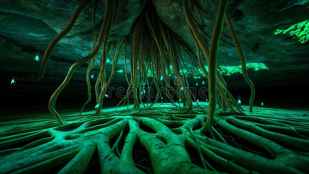 Enigmatic Glow-in-the-Dark Cave Roots: Mystical Underground Forest ...
