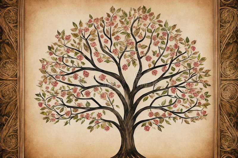 Roots and Branches a Detailed Family Tree.AI Generated Stock ...