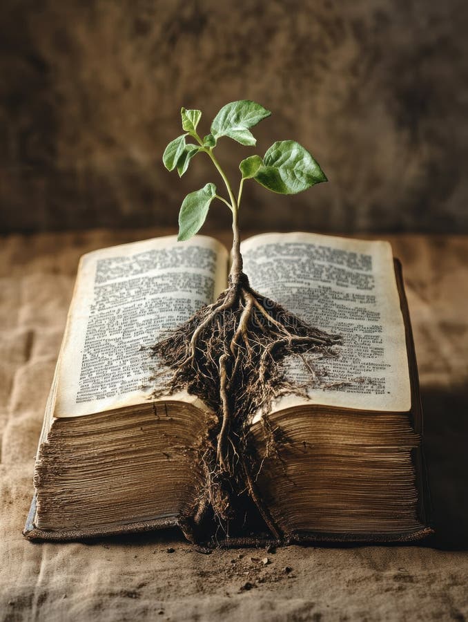Roots Breaking through the Pages of an Old Book Symbolize the ...
