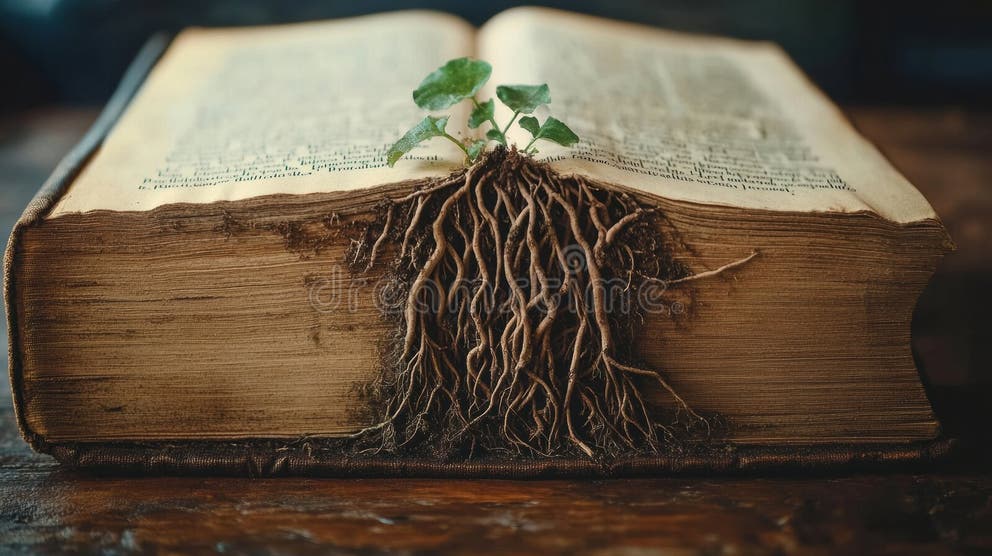 Roots Breaking through Pages of an Old Book Symbolize the Connection ...