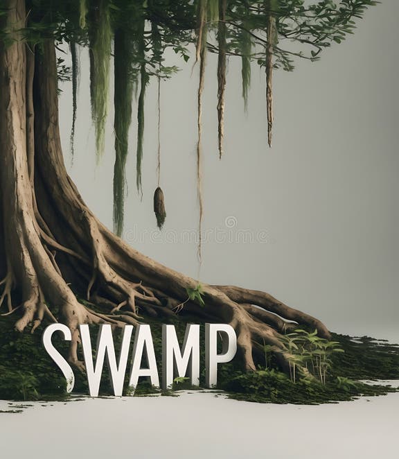 Roots and Greenery Highlight the Swamps Unique Ecosystem in a Tranquil ...