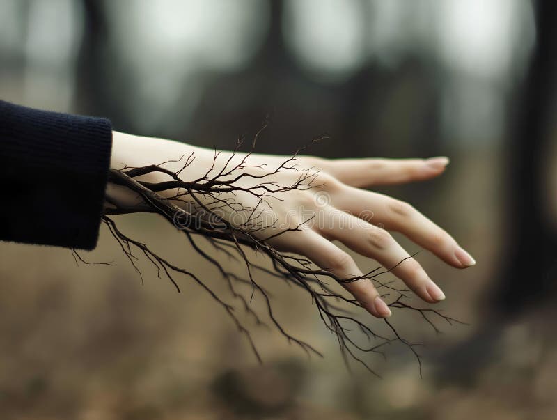 Roots and Hand a Hand Emerges from the Earth, Intertwined with Tree ...