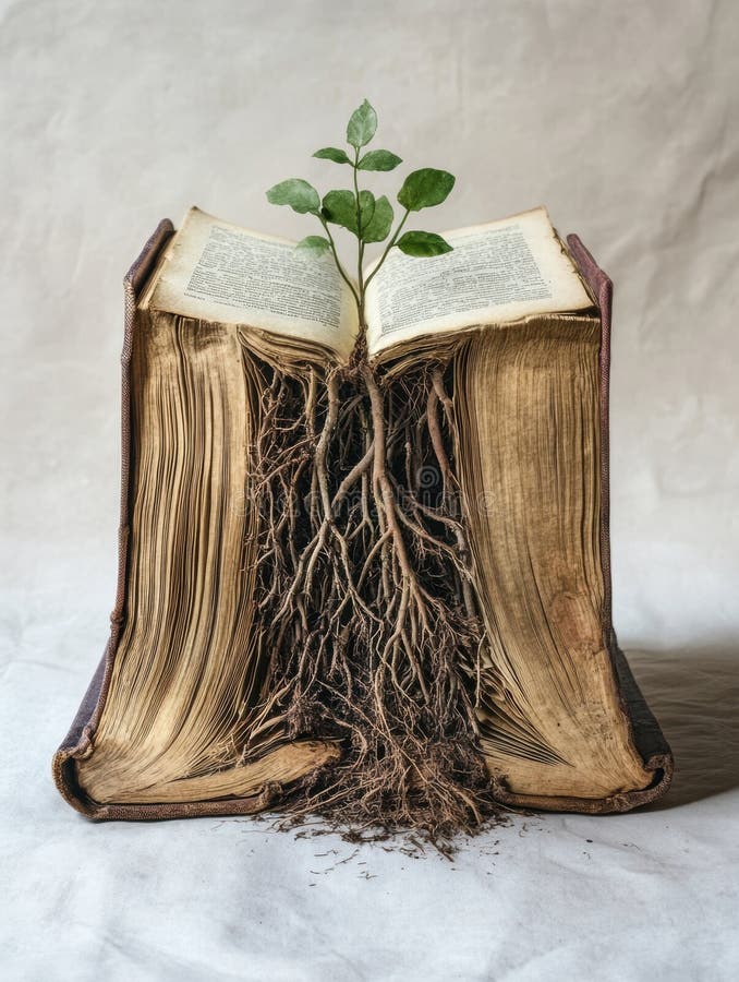 Roots Intertwine with Old Book Pages To Symbolize the Connection ...