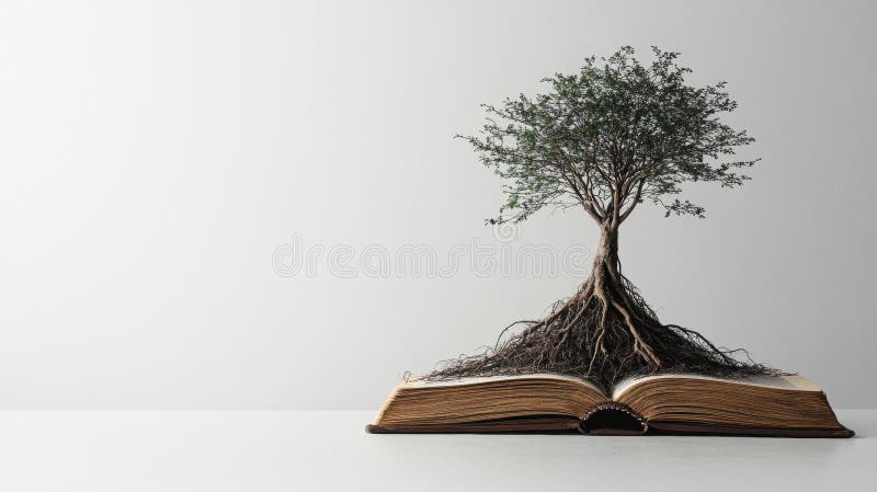 Roots Intertwine with Pages of an Old Book, Symbolizing the Connection ...