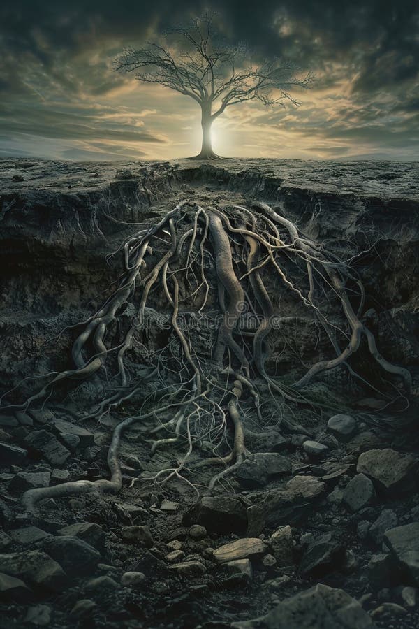 Roots Intertwined with the Foundations of the Earth Drawing Up the ...