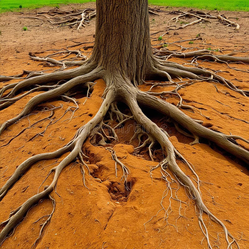 Roots of an Old Tree on the Surface of the Earth. Generative AI Stock ...