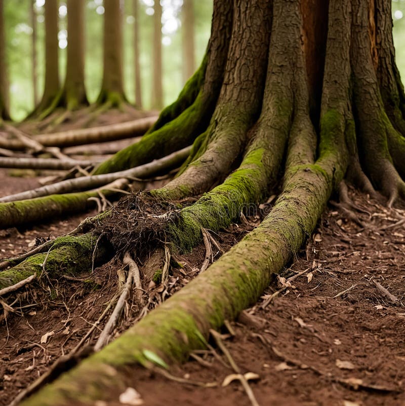 Roots of an Old Tree on the Surface of the Earth. Generative AI Stock ...