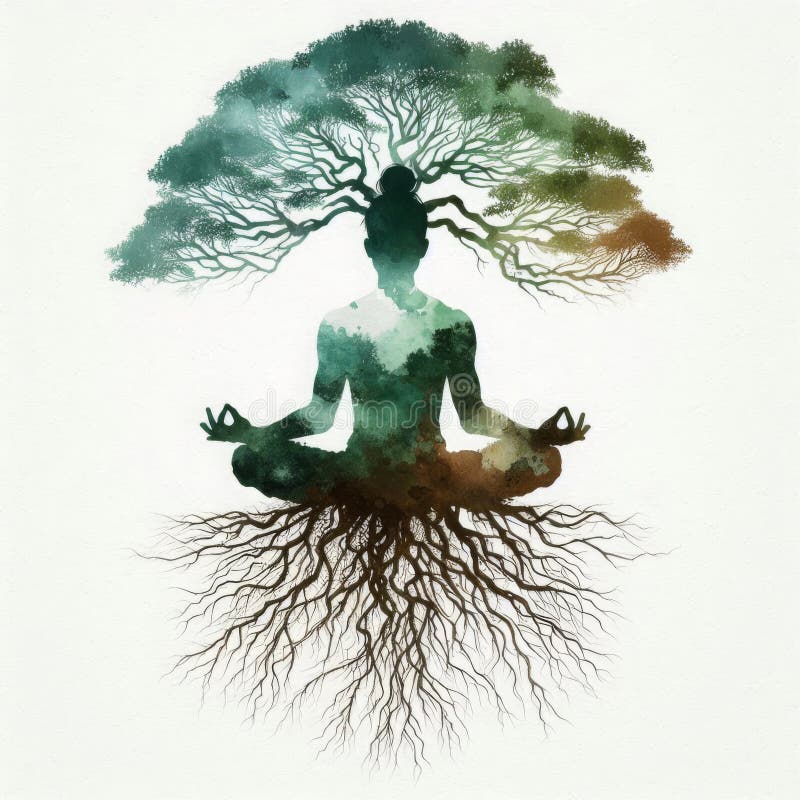 Roots of Spiritual Connection Stock Illustration - Illustration of ...