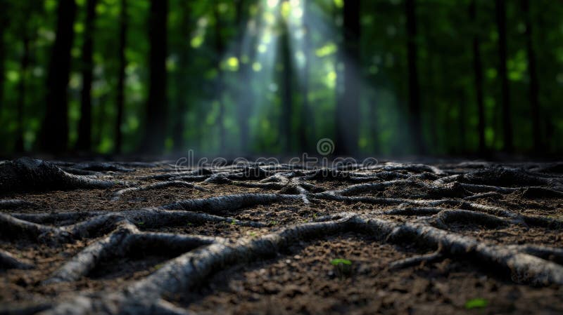 The Roots of a Tree in a Forest. Stock Image - Image of perspective ...