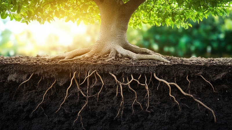 Roots of a Tree Forming a Network Stock Photo - Image of stability ...