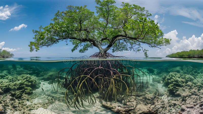 The Roots of the Tree Go Under Water Stock Photo - Image of soil ...