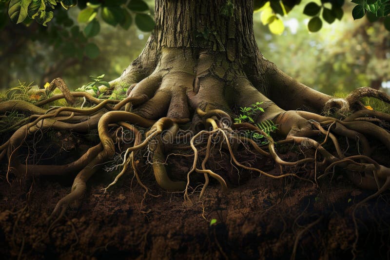 The Roots of a Tree Intertwined with Soil, Representing Our Dependence ...