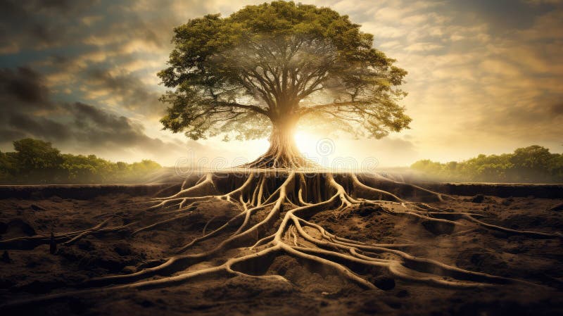 Roots tree of knowledge stock illustration. Illustration of ...