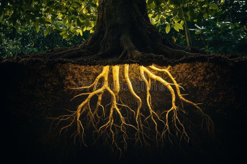 The Roots of a Tree in Soil Close Up, an Underground Texture, and ...