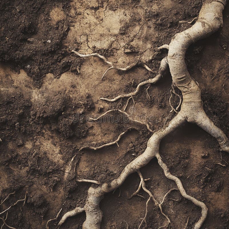 The Roots of the Tree on the Soil. Conceptual Image Stock Illustration ...
