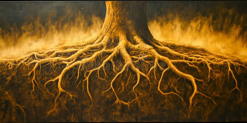 Roots of Trees Growing Deeply Beneath the Soil, Forming a Strong ...