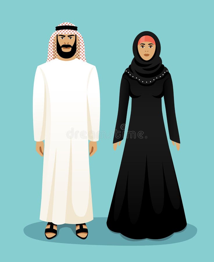 Ropa árabe Tradicional Hombre Y Mujer Ilustración del Vector ...