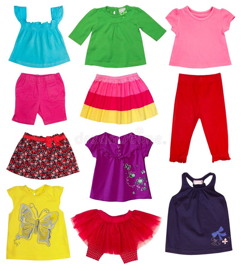 Ropa Colorida De La Moda De La Muchacha. Aislado. Imagen de archivo ...