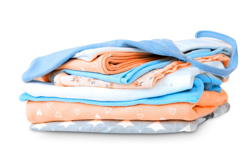 Ropa Doblada De Algodón En La Mesa Interior. Ropa Limpia Apilada. Pila ...
