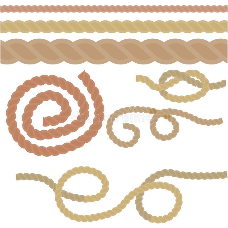 Rope, Set Straight and Tied Up. Stock Vector - Illustration of logo ...