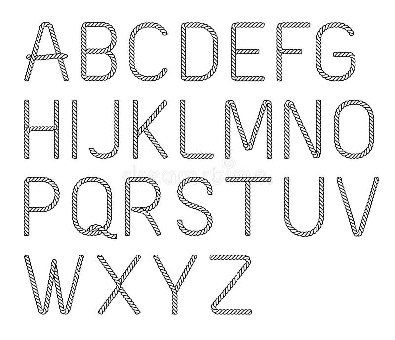 Rope Alphabet Fonts Letters Stock Vector - Illustration of vintage ...