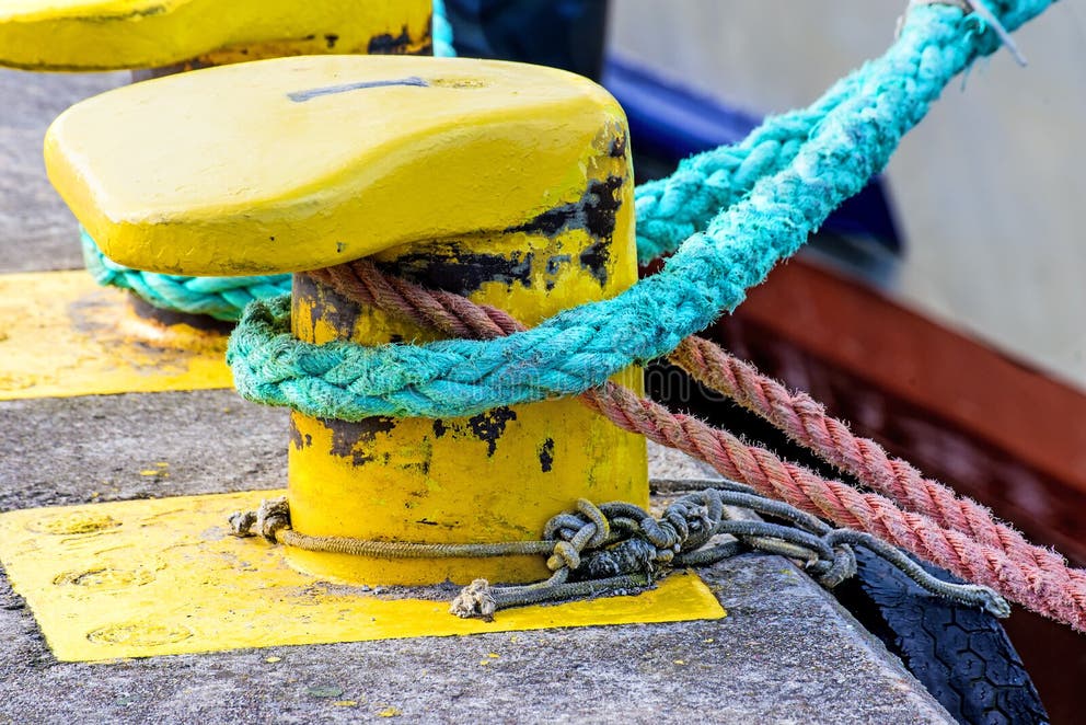 Rope with anchored ship stock image. Image of anchored - 45299643