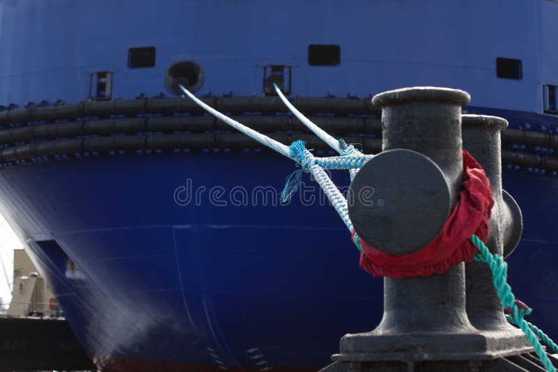 Rope Anchoring the Ship Backgriund. Mooring End Stock Image - Image of ...