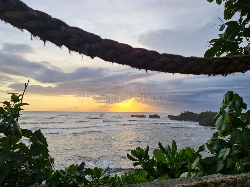 Rope Beach and Love Sunset Bali Tabanan Stock Photo - Image of beach ...