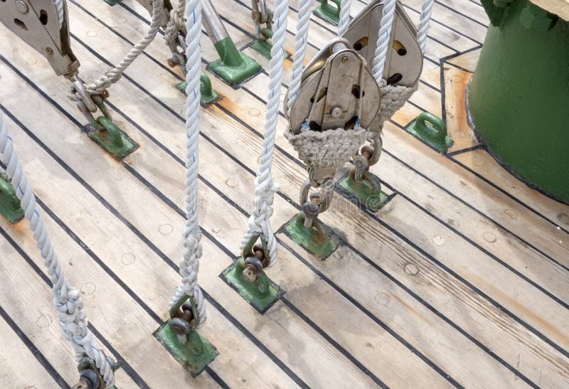 Rope on blocks stock photo. Image of rigging, contemporary - 95380270