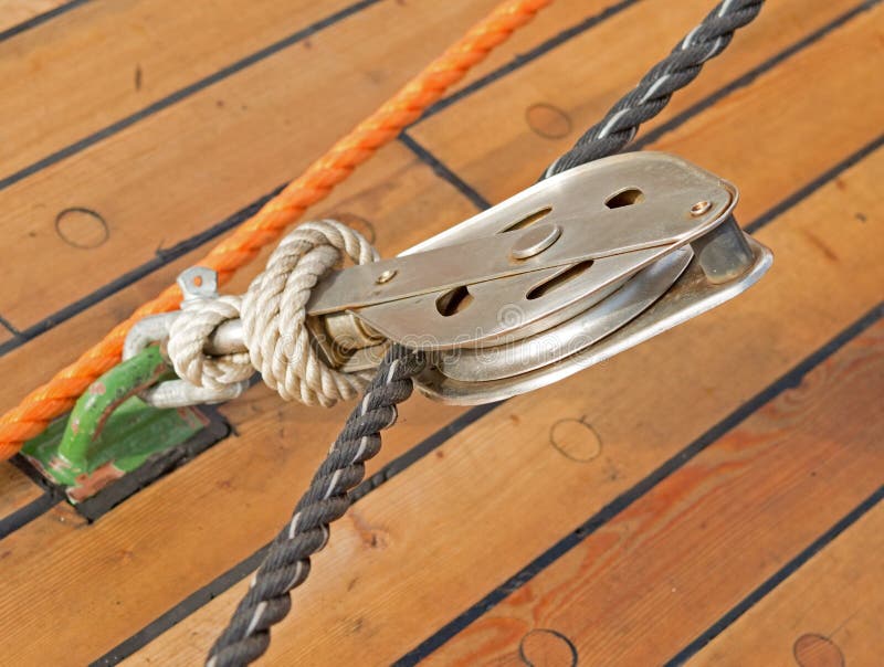 Rope on blocks stock photo. Image of rigging, contemporary - 95380270