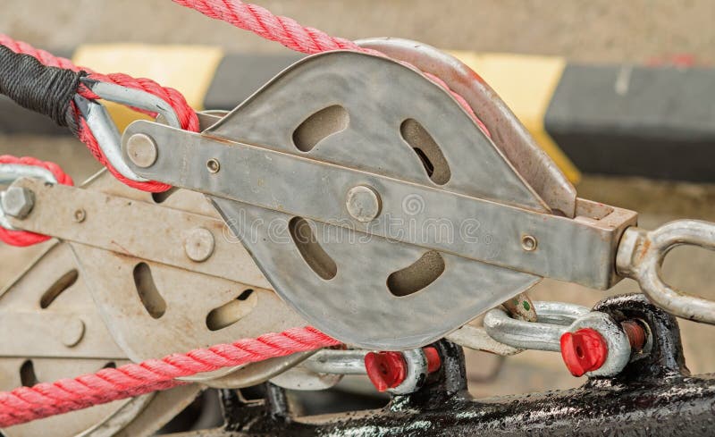 Rope on blocks stock photo. Image of sailboat, security - 96341210